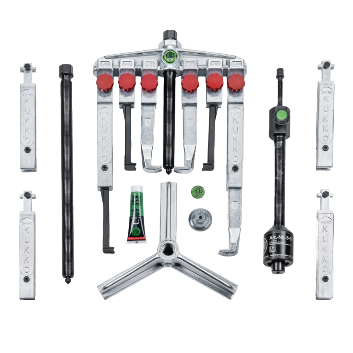Kukko K-2030-20+S+B | 16-Piece Universal Puller Set (2-Jaw & 3-Jaw) Wi – KCI Tools
