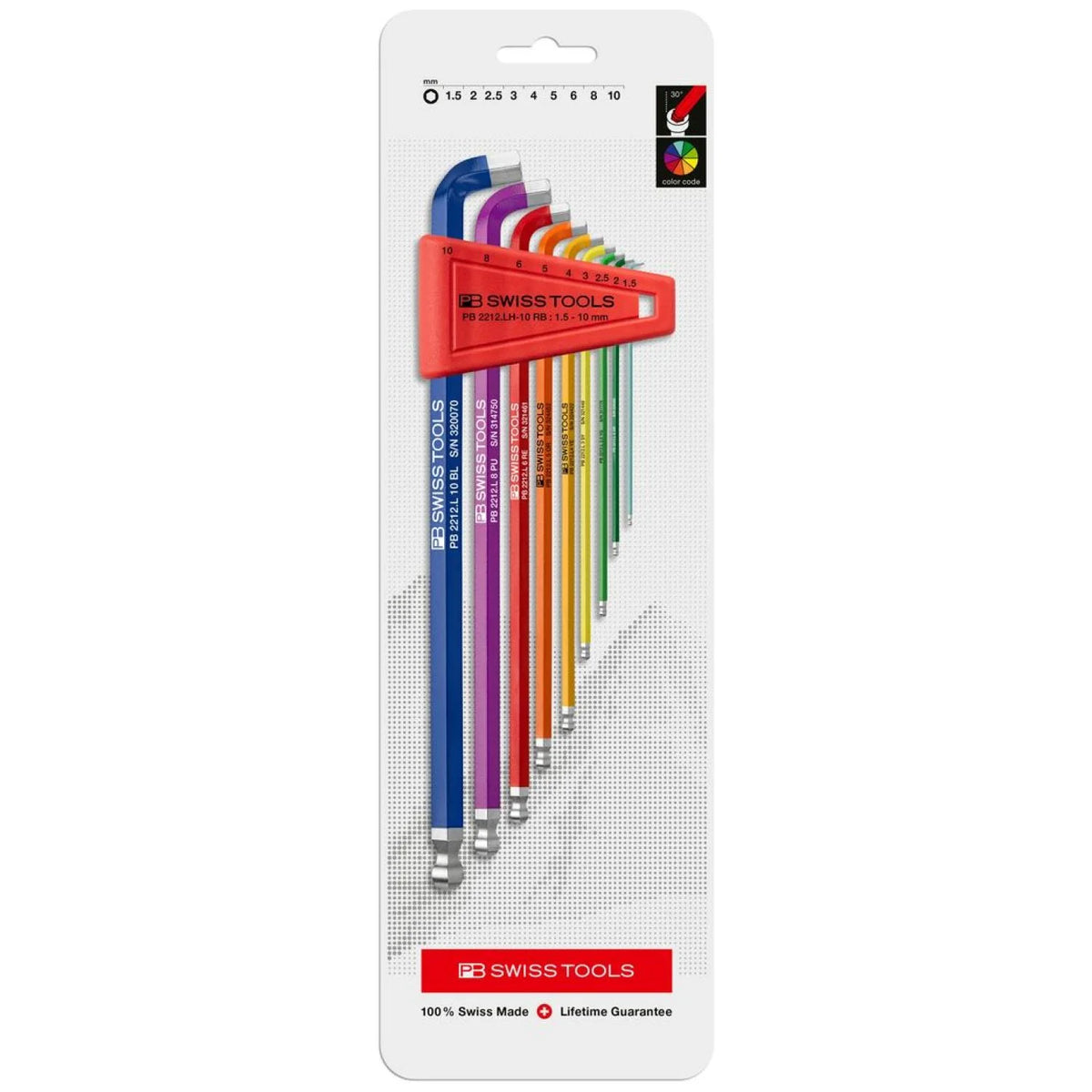 PB 2212.LH-10 RB - Rainbow Hex Key L-Wrenches with Ball Point and Shor ...
